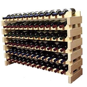 Stackable Modular Wine Rack Wine Storage Rack Wine Holder Display Shelves for Wine Cellar or Basement , Freestanding Wine Rack Thick Wood Wobble-Free (Unfinished, 12 X 8 Rows (96 Slots))