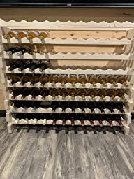 Stackable Modular Wine Rack Wine Storage Rack Wine Holder Display Shelves for Wine Cellar or Basement , Freestanding Wine Rack Thick Wood Wobble-Free (Unfinished, 12 X 8 Rows (96 Slots))