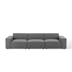 Modway Restore 3-Piece Upholstered Sectional Sofa in Charcoal