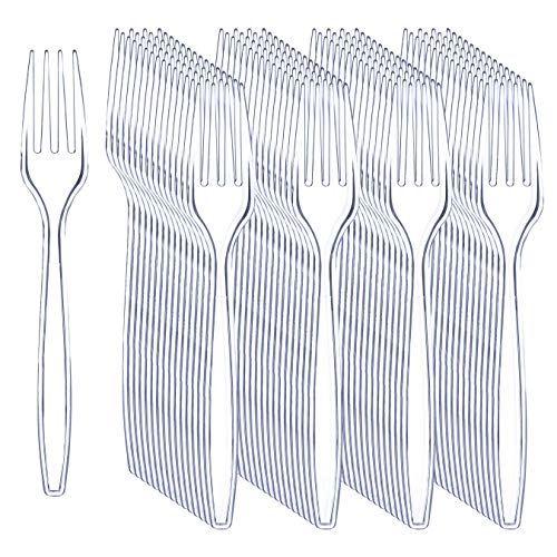 Liacere 360 Pieces Clear Plastic Forks - Heavyweight Disposable Forks - 6.7inch Heavy Duty Clear Cutlery - Plastic Utensils - Perfect for Parties and Restaurants