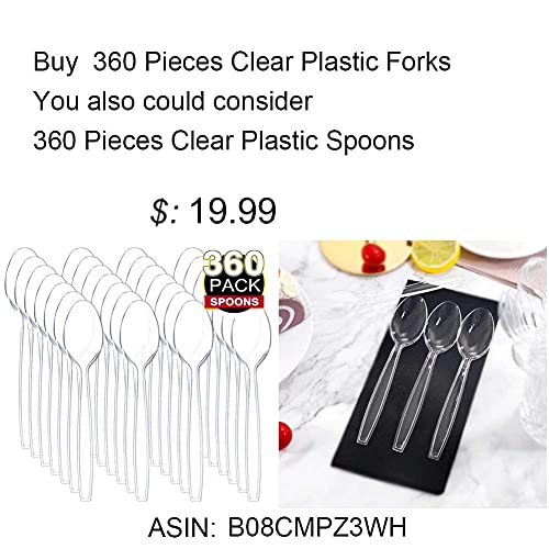 Liacere 360 Pieces Clear Plastic Forks - Heavyweight Disposable Forks - 6.7inch Heavy Duty Clear Cutlery - Plastic Utensils - Perfect for Parties and Restaurants