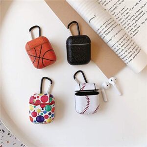 LEWOTE Airpods Leather Case Funny Cute Cover Compatible for Apple Airpods 1&2[Best Gift for Girls Boys or Couples] (Baseball)