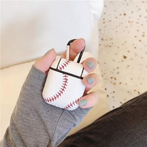 LEWOTE Airpods Leather Case Funny Cute Cover Compatible for Apple Airpods 1&2[Best Gift for Girls Boys or Couples] (Baseball)