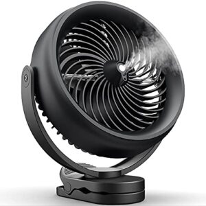 koonie 10000mah battery operated misting fan with clip, 8-inch mist fan for desk, detachable battery, 3 speeds, 2 mist modes with 200ml tank, 48 hours working time for home stroller office and outdoor