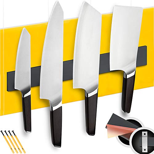 Adhesive Magnetic Strip for Knives Kitchen with Multipurpose Use as Knife Holder, Knife Rack, Knife Magnetic Strip, Knives Bar, Kitchen Utensil Holder, Tool Holder for Garage and Kitchen Organizer