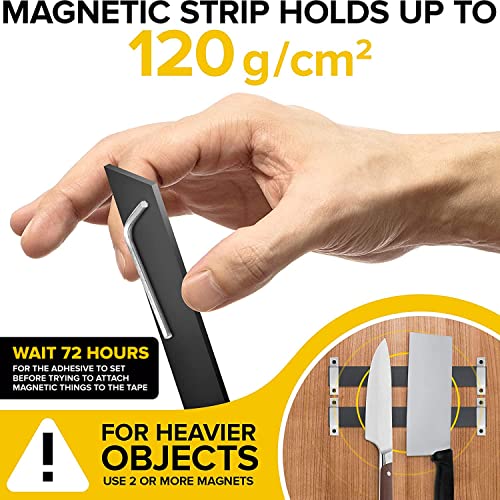 Adhesive Magnetic Strip for Knives Kitchen with Multipurpose Use as Knife Holder, Knife Rack, Knife Magnetic Strip, Knives Bar, Kitchen Utensil Holder, Tool Holder for Garage and Kitchen Organizer