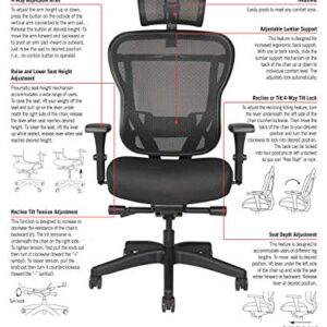 Oak Hollow Furniture Aloria Series Office Chair Ergonomic Executive Computer Chair, Fabric Soft Seat Cushion, Mesh Back, Adjustable Lumbar Support Swivel and Tilt (Black, Headrest)