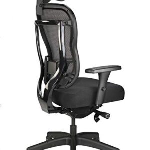 Oak Hollow Furniture Aloria Series Office Chair Ergonomic Executive Computer Chair, Fabric Soft Seat Cushion, Mesh Back, Adjustable Lumbar Support Swivel and Tilt (Black, Headrest)