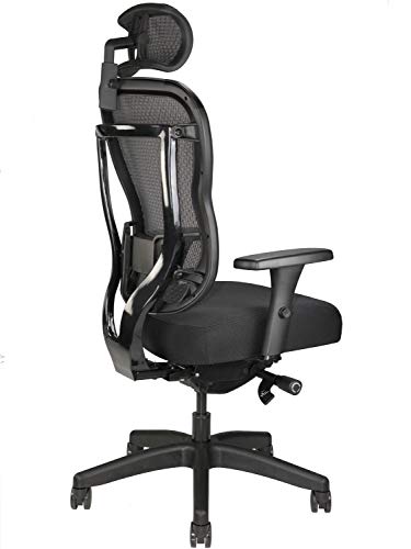 Oak Hollow Furniture Aloria Series Office Chair Ergonomic Executive Computer Chair, Fabric Soft Seat Cushion, Mesh Back, Adjustable Lumbar Support Swivel and Tilt (Black, Headrest)