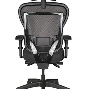 Oak Hollow Furniture Aloria Series Office Chair Ergonomic Executive Computer Chair, Fabric Soft Seat Cushion, Mesh Back, Adjustable Lumbar Support Swivel and Tilt (Black, Headrest)