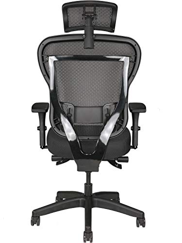 Oak Hollow Furniture Aloria Series Office Chair Ergonomic Executive Computer Chair, Fabric Soft Seat Cushion, Mesh Back, Adjustable Lumbar Support Swivel and Tilt (Black, Headrest)