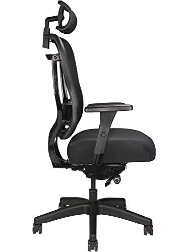 Oak Hollow Furniture Aloria Series Office Chair Ergonomic Executive Computer Chair, Fabric Soft Seat Cushion, Mesh Back, Adjustable Lumbar Support Swivel and Tilt (Black, Headrest)