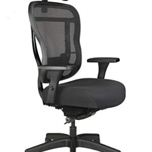 Oak Hollow Furniture Aloria Series Office Chair Ergonomic Executive Computer Chair, Fabric Soft Seat Cushion, Mesh Back, Adjustable Lumbar Support Swivel and Tilt (Black, Headrest)