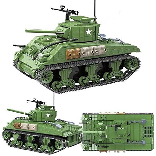 General Jim's World War 2 M4 Sherman Model Military Army Tank Toy Brick Building Set - Building Blocks Tank Kit