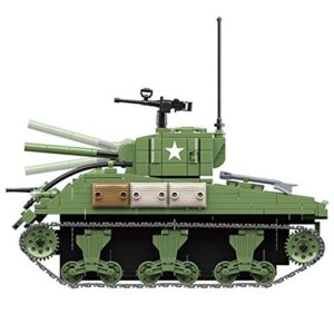 General Jim's World War 2 M4 Sherman Model Military Army Tank Toy Brick Building Set - Building Blocks Tank Kit