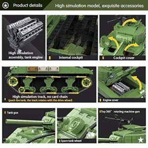 General Jim's World War 2 M4 Sherman Model Military Army Tank Toy Brick Building Set - Building Blocks Tank Kit