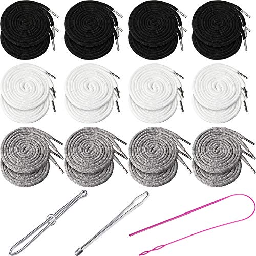 WILLBOND 24 Pieces 59 Inch Replacement Drawstring Cords Universal Drawstring Replacement Clothing Drawstring 3 Pieces Flexible Drawstring Threaders Easy Threader Needle for Sweatpants Shorts Hoodies