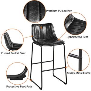 Yaheetech 30" PU Leather Dining Chairs Armless Chairs Indoor/Outdoor Kitchen Dining Room Chairs with Metal Legs Upholstered, Set of 2, Black