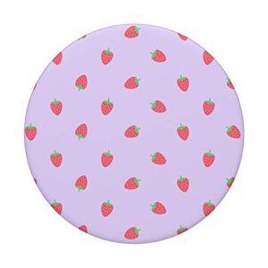 Strawberries Kawaii Cute Pastel Lavender Purple Aesthetic PopSockets PopGrip: Swappable Grip for Phones & Tablets