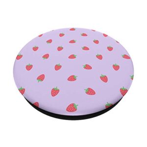 Strawberries Kawaii Cute Pastel Lavender Purple Aesthetic PopSockets PopGrip: Swappable Grip for Phones & Tablets