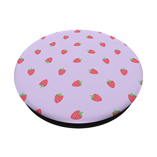 Strawberries Kawaii Cute Pastel Lavender Purple Aesthetic PopSockets PopGrip: Swappable Grip for Phones & Tablets