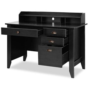 WATERJOY 48" Computer Desk with 4 Storage Drawers and Hutch Wood Executive Table for PC Laptop Table