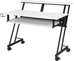 acme furniture suitor music recording studio desk, 47 x 28 x 38, white & black