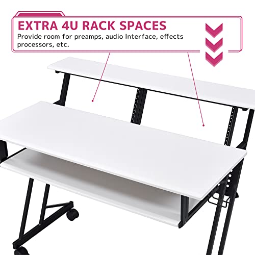 Acme Furniture Suitor Music Recording Studio Desk, 47 x 28 x 38, White & Black