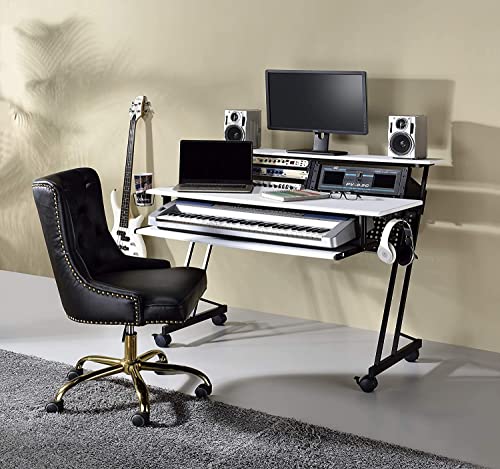 Acme Furniture Suitor Music Recording Studio Desk, 47 x 28 x 38, White & Black