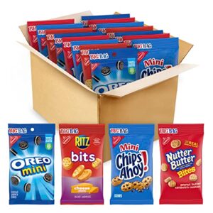 oreo mini cookies, chips ahoy! mini cookies, nutter butter bites & ritz bits cheese crackers variety pack, 15 big bags (assortment may vary)