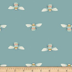 art gallery fabrics art gallery garden dreamer bumble buzz fabric, dusty blue