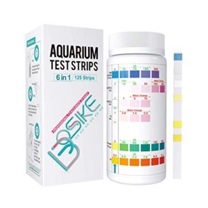 bosike 6 in 1 aquarium test strips kit - 125 fresh water fish tank tester strips for total hardness, nitrate, nitrite, cl2, carbonate & ph testing