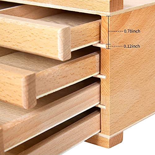 MEEDEN 4-Drawer Artist Supply Storage Box - Portable Foldable Multi-Function Beech Wood Artist Pencil & Brush Storage Box with Drawer & Compartments for Pastels, Pencils, Pens, Brushes, Stamp