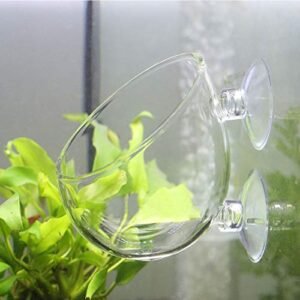 Hamiledyi Aquarium Plant Holder,Crystal Glass Aquatic Decor Plant Cup Pot with Suction Cups for Fish Tank Aquarium Aquascape Decoration,4 Pack