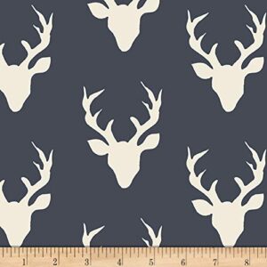 art gallery fabrics art gallery hello bear buck forest twilight fabric, navy blue