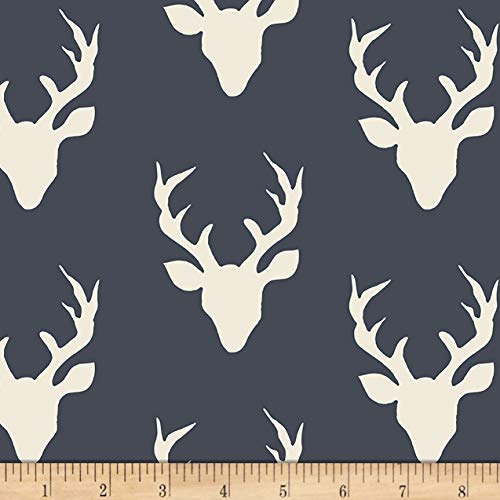 Art Gallery Fabrics Art Gallery Hello Bear Buck Forest Twilight Fabric, Navy Blue