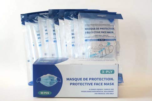 50 PCS Disposable Face Mask, 3 Layers Filter Non-Woven Anti Dust Ear Loop Comfort