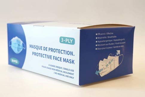 50 PCS Disposable Face Mask, 3 Layers Filter Non-Woven Anti Dust Ear Loop Comfort