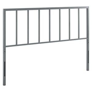 modway tatum modern farmhouse metal queen headboard in gray