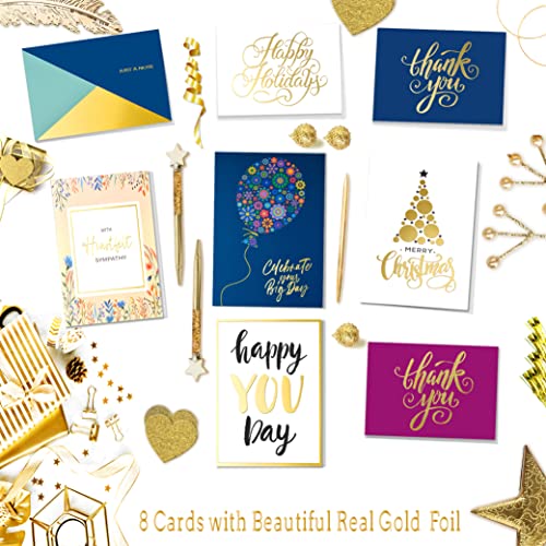 100 All Occasion Cards Greeting Cards Assortment Box With Envelopes,5 X 7 Inch Assorted Greeting Cards With Greeting Inside.Greeting Cards Assortment For Birthday,Thank You,Sympathy,Baby,Wedding And More.Premium Greeting Card Organizer Box With Sticker An