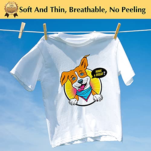 TransOurDream Heat Transfer Paper for Light T Shirts (20 Sheets, 8.5x11") Clear Iron on Transfer Paper for Light &White Fabrics Printable Heat Transfer Vinyl for Inkjet Printer (Trans-1)