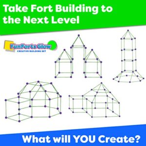 Fun Forts Glow Fort Building Kit for Kids - 81 Pack Glow in The Dark STEM Building Toys Indoor Outdoor Play Tent for Kids Construction Toys with 53 Rods and 28 Spheres