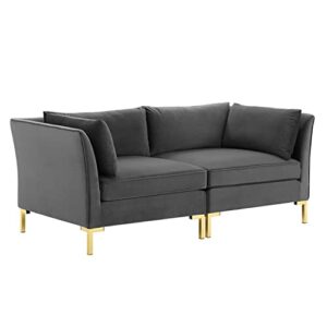 modway ardent performance velvet loveseat, gray