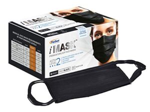 pac-dent imask premium astm level 2 face masks, black, 50-pack