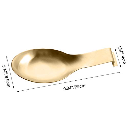 VanlonPro Stainless Steel Spoon Rest, Spatula Ladle Holder, Stainless Steel Utensil Spoon Rest Holder, Brushed Finish, Dishwasher Safe 9.8 x 3.7 Inch (Gold 1PC)