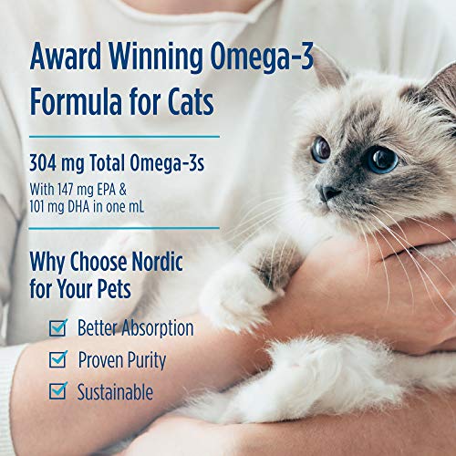 Nordic Naturals Omega-3 Cat, Unflavored - 2 oz - 304 mg Omega-3 Per One mL - Fish Oil for Cats with EPA & DHA - Promotes Heart, Skin, Coat, Joint, & Immune Health - Non-GMO