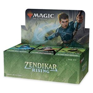 magic: the gathering zendikar rising draft booster box | 36 booster packs (540 cards) + 1 box topper | 36 full art lands | factory sealed