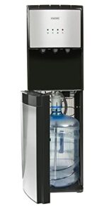 igloo iwcbl353crhbks stainless steel hot, cold & room water cooler dispenser, holds 3 & 5 gallon bottles, 3 temperature spouts, no lift bottom loading, child safety lock, black/stainless