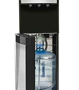 Igloo IWCBL353CRHBKS Stainless Steel Hot, Cold & Room Water Cooler Dispenser, Holds 3 & 5 Gallon Bottles, 3 Temperature Spouts, No Lift Bottom Loading, Child Safety Lock, Black/Stainless