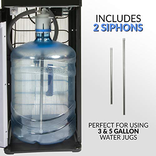 Igloo IWCBL353CRHBKS Stainless Steel Hot, Cold & Room Water Cooler Dispenser, Holds 3 & 5 Gallon Bottles, 3 Temperature Spouts, No Lift Bottom Loading, Child Safety Lock, Black/Stainless